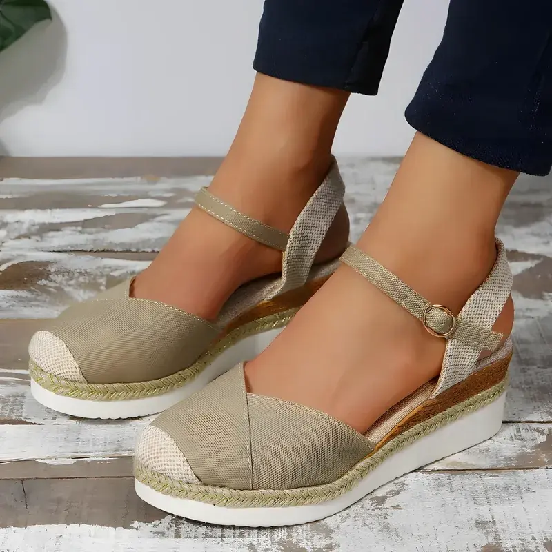 Sandale Compensée Kaki | Sandalini™