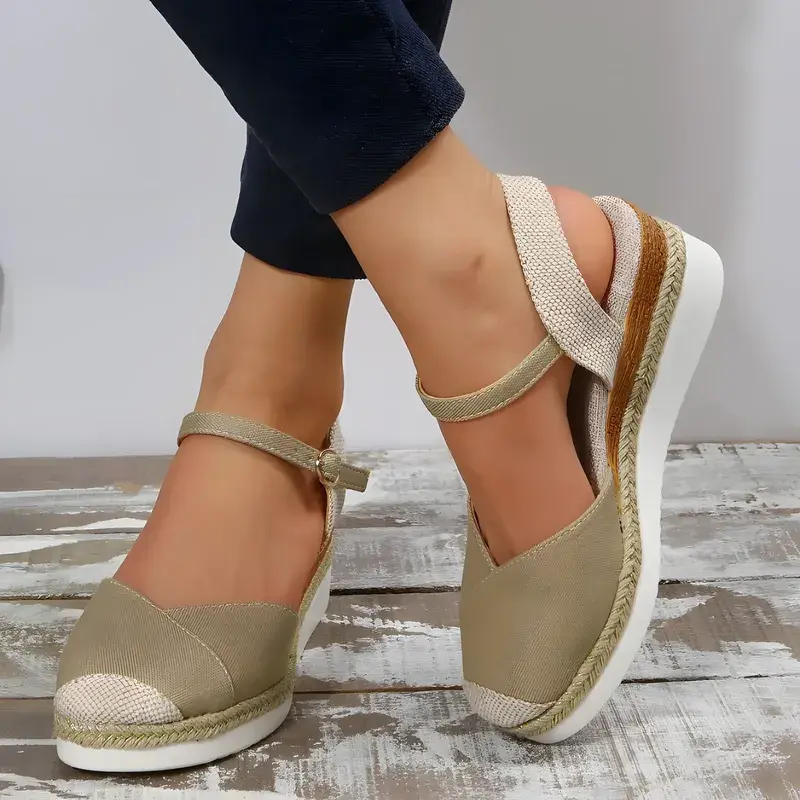 Sandale Compensée Kaki | Sandalini™