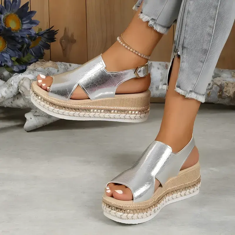 Sandale Plateforme Argenté | Sandalini™