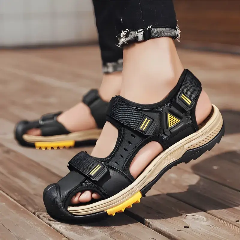 Sandale Bout Fermé En Cuir Homme A Scratch | Sandalini™